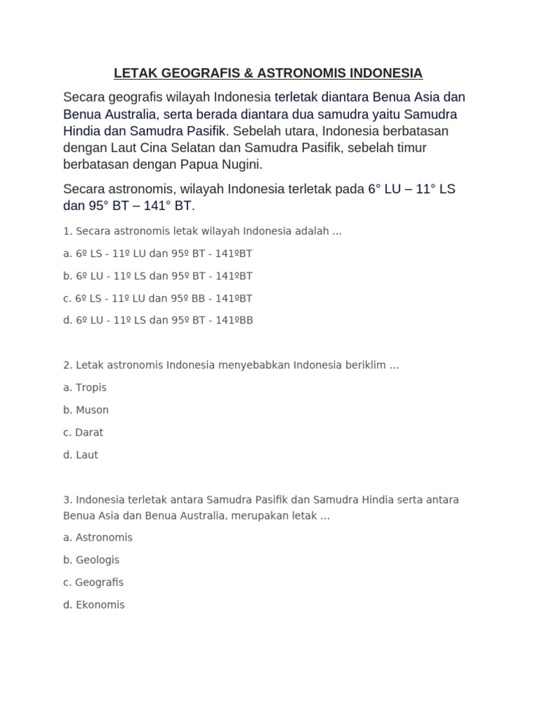 Letak Geografis dan Astronomis Indonesia | PDF