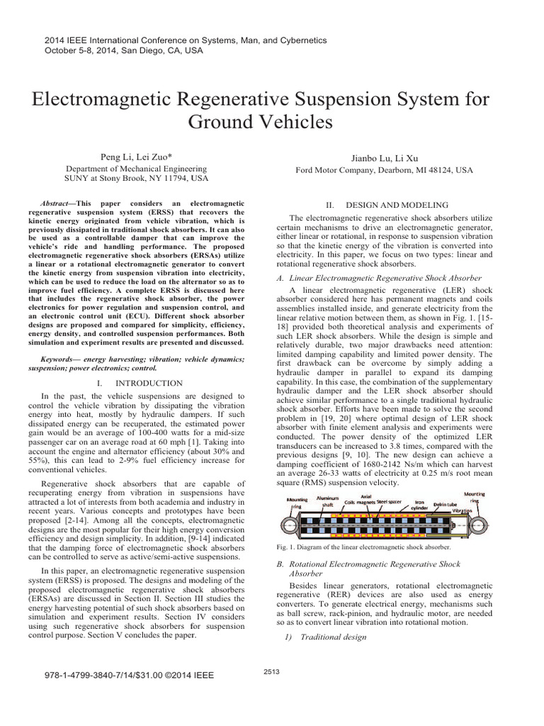 Electromagnetic Regenerative Suspension System | PDF | Electric ...