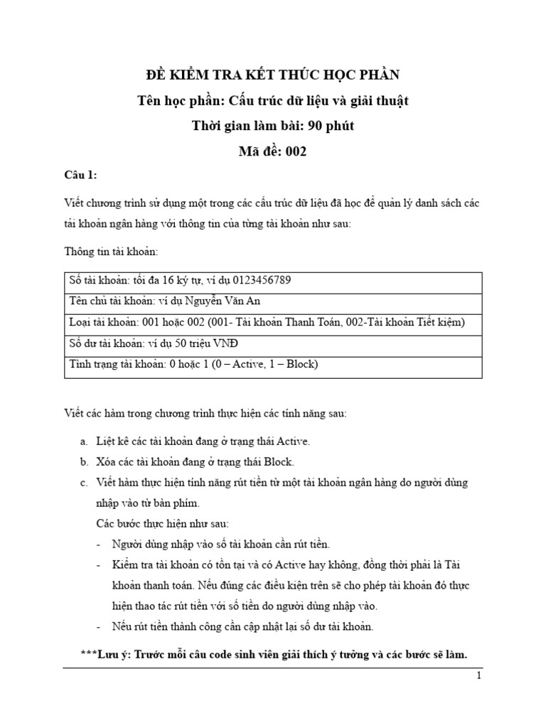 De Kiem Tra Ket Thuc Hoc Phan 002 | PDF