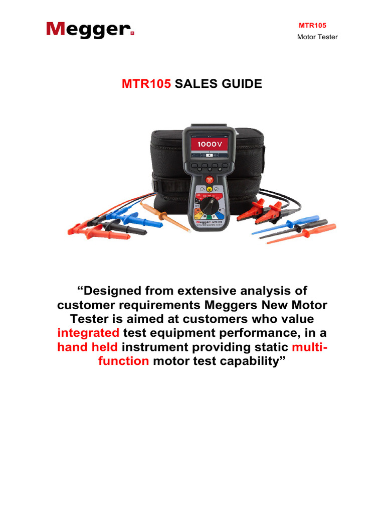 Megger MTR105 Sales Guide | PDF | Electric Generator | Capacitor