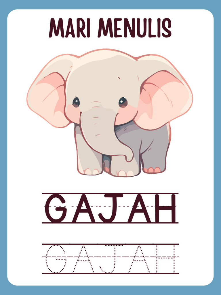 Lembar Kerja Putih Mari Menulis Nama Binatang | PDF