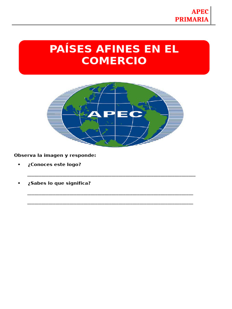 Ficha 6to Lectura Apec | PDF | Cooperacion economica Asia Pacifico | Economias