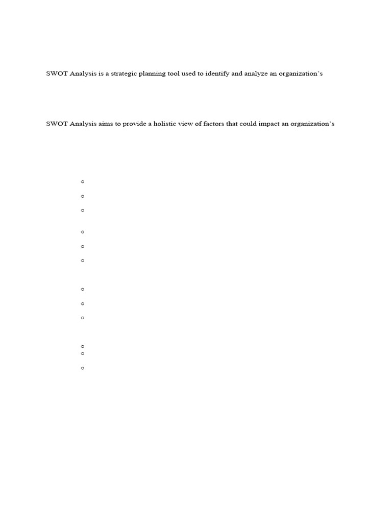 SWOT Analysis and Strategic Focus | PDF | Swot Analysis | Competitive ...