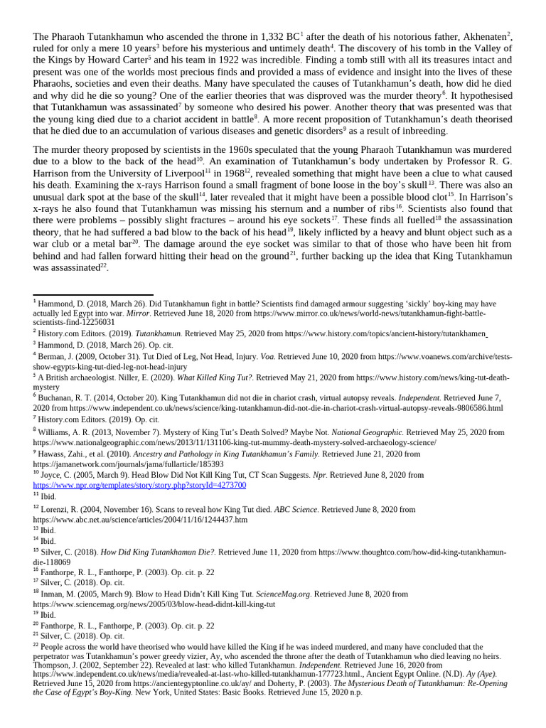 Death of Tutankhamun Without Footnotes | PDF | Tutankhamun | Ancient Egypt