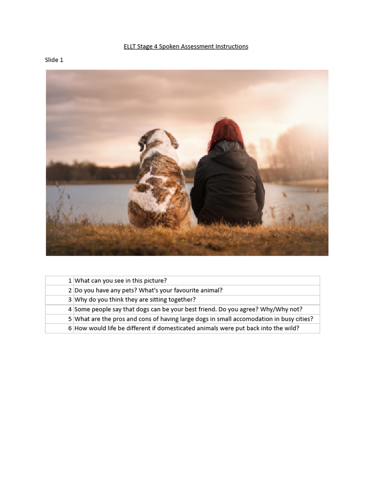 ELLT Stage 4 Speaking Assessment Guide | PDF | Wellness | Lifestyle