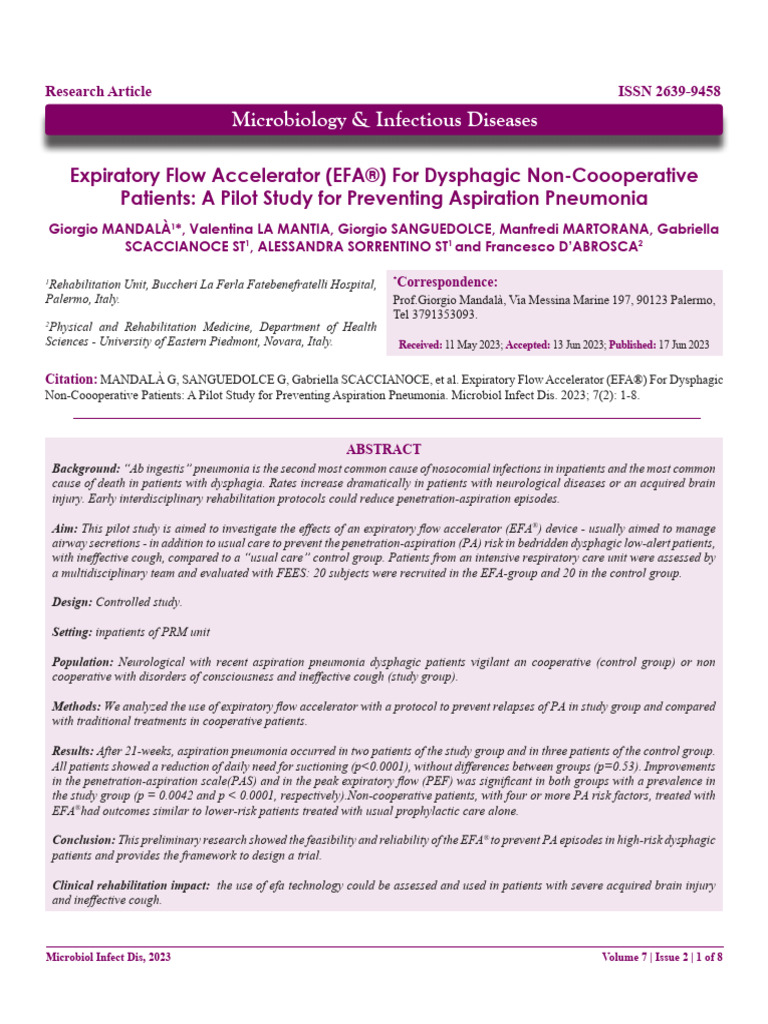 Expiratory Flow Accelerator Efa For Dysphagic Noncoooperative Patients ...