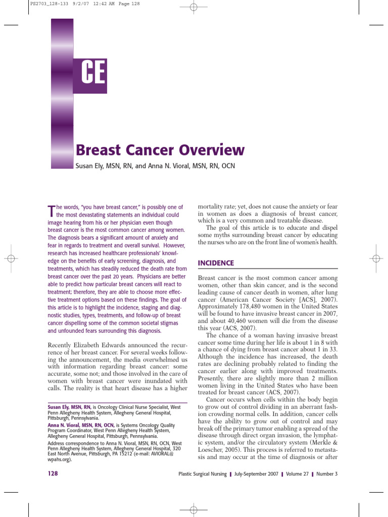 3-Breast Cancer Overview | PDF | Breast Cancer | Mammography