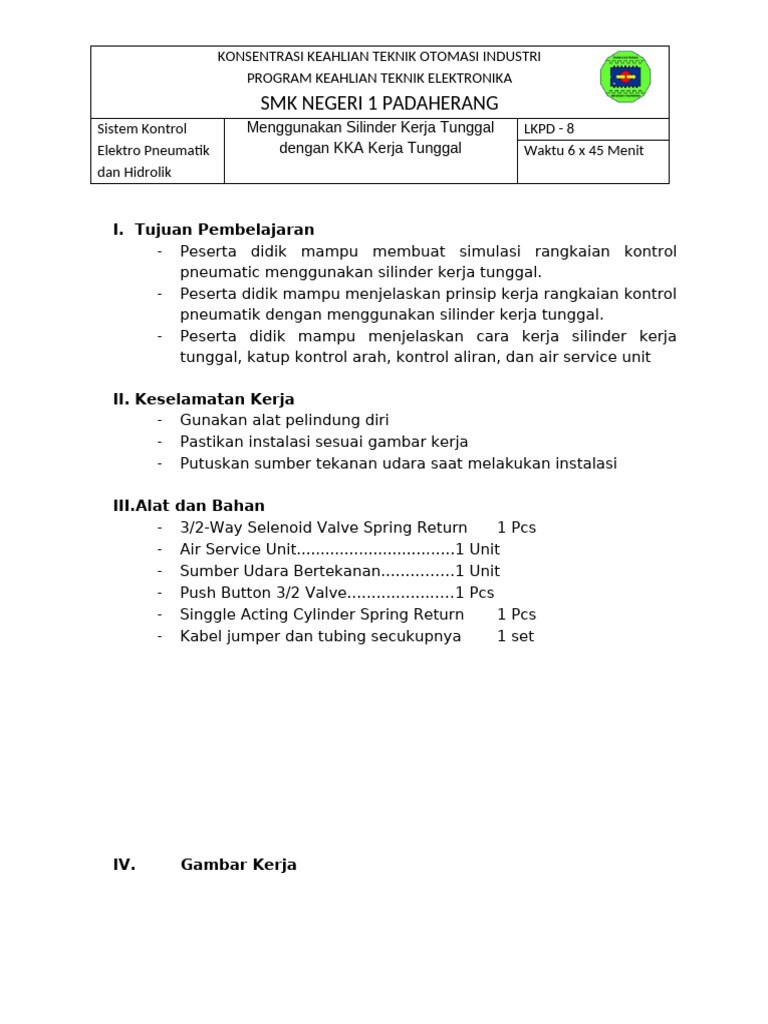 LKPD 8 (Silinder Kerja Tunggal) | PDF