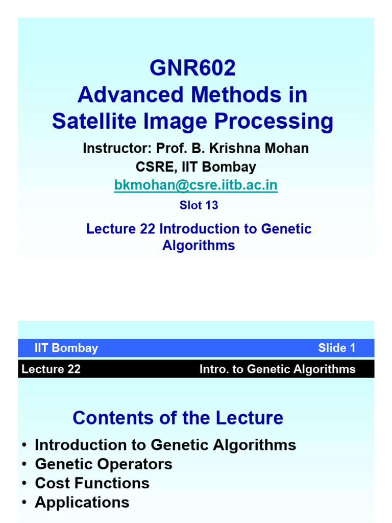 GNR602-Lec22 Genetic Algorithms | PDF | Genetic Algorithm | Mutation