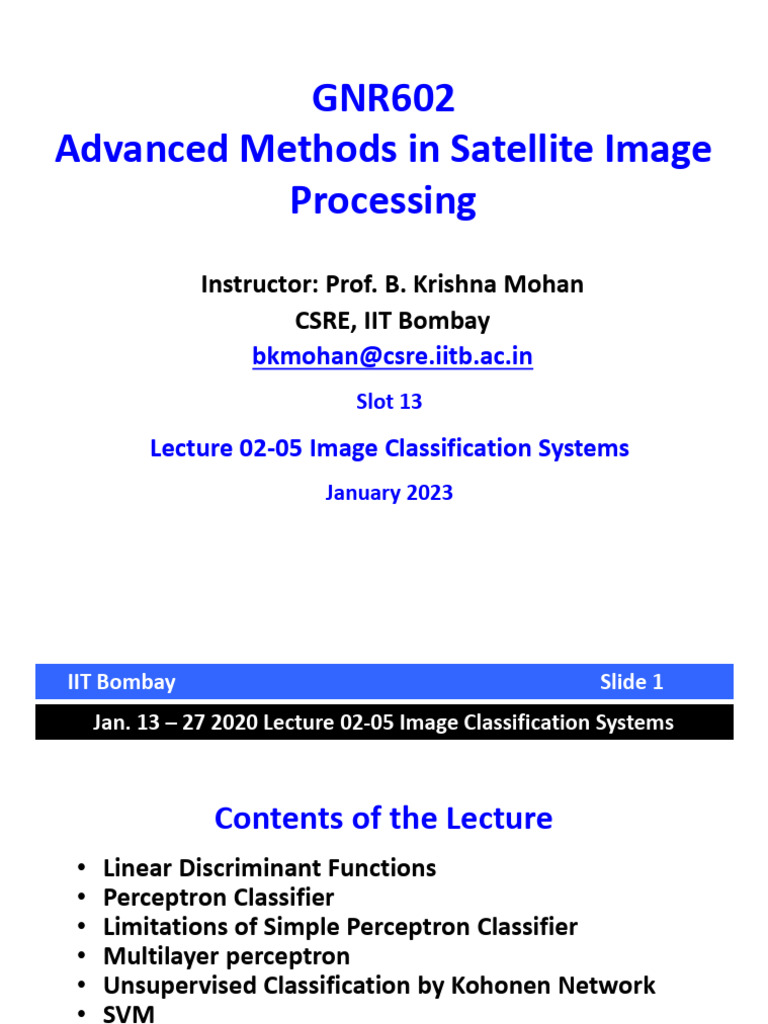 GNR602 Lectures02 06 ImageClassificationMethods | PDF | Machine Learning | Artificial Intelligence