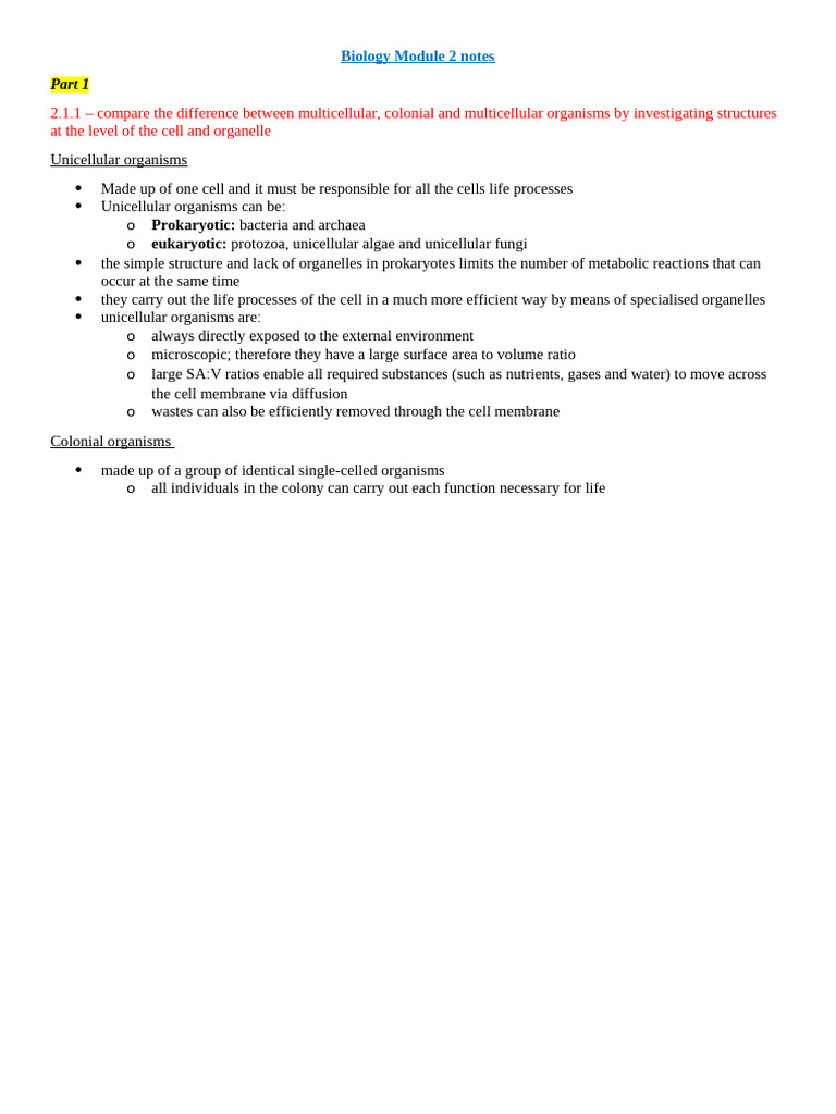 Biology Module 2 Notes | PDF | Science & Mathematics