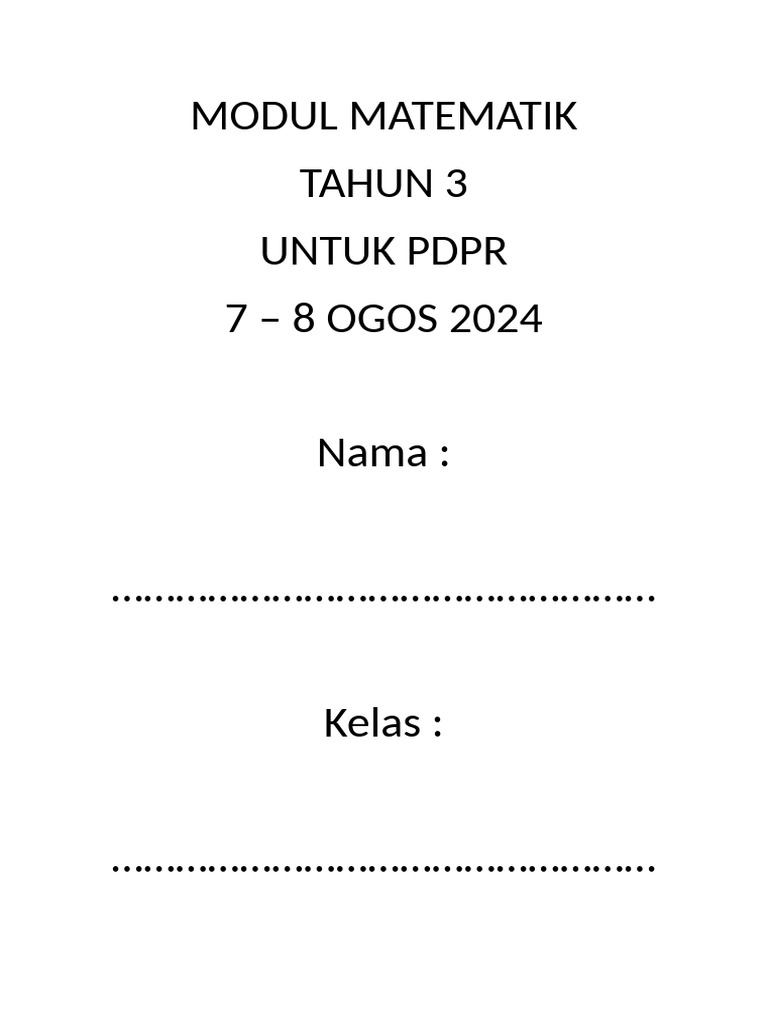 Modul Matematik Tahun 3 | PDF | Game & Aktivitas | Seni