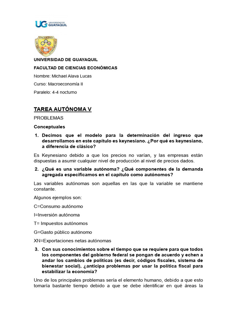 Tarea Autónoma Macro 16-11 | PDF | Finanzas y dinero