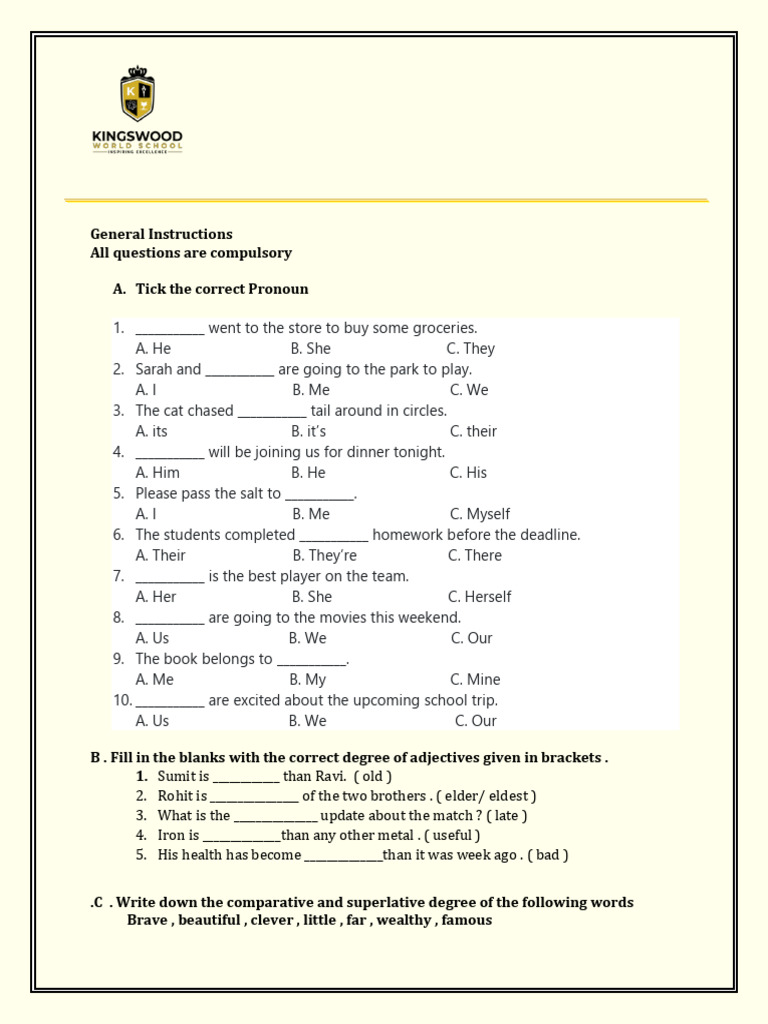 UT 2 Revision Worksheet | PDF