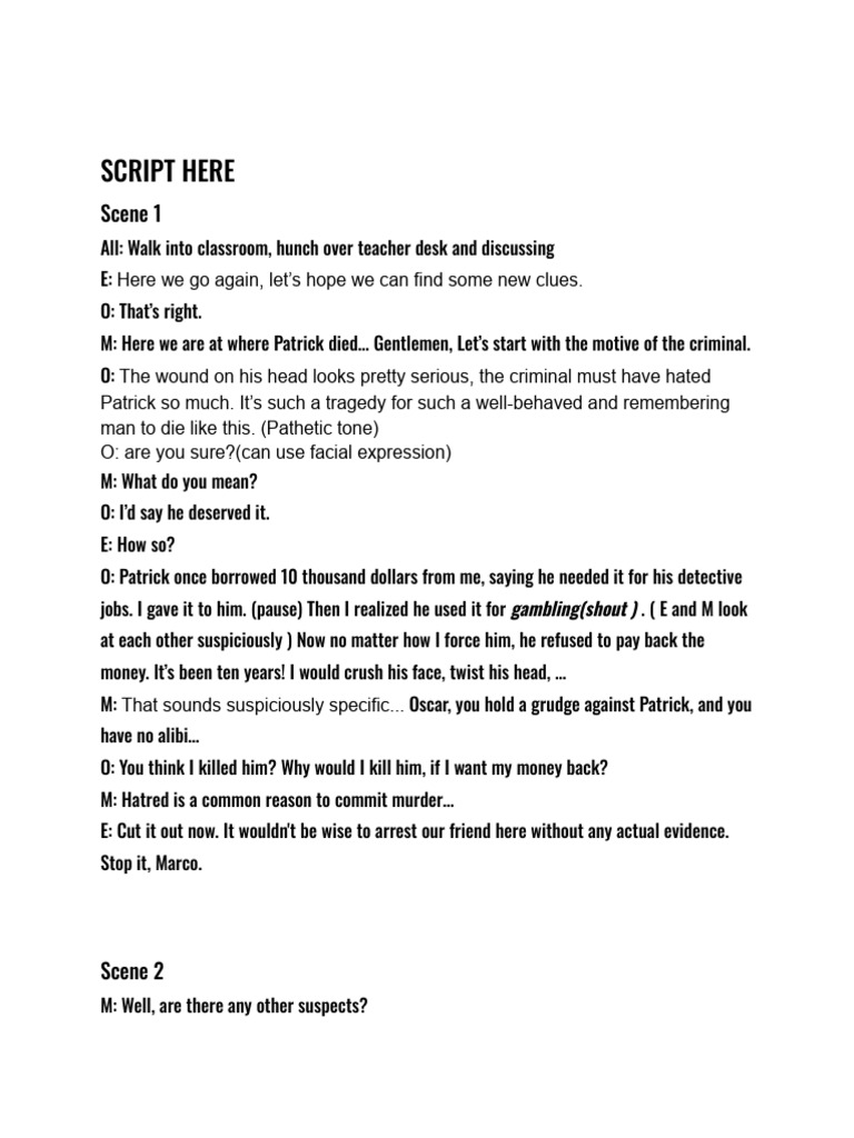 A Lamb For Slaughter Script For F3 Students | PDF