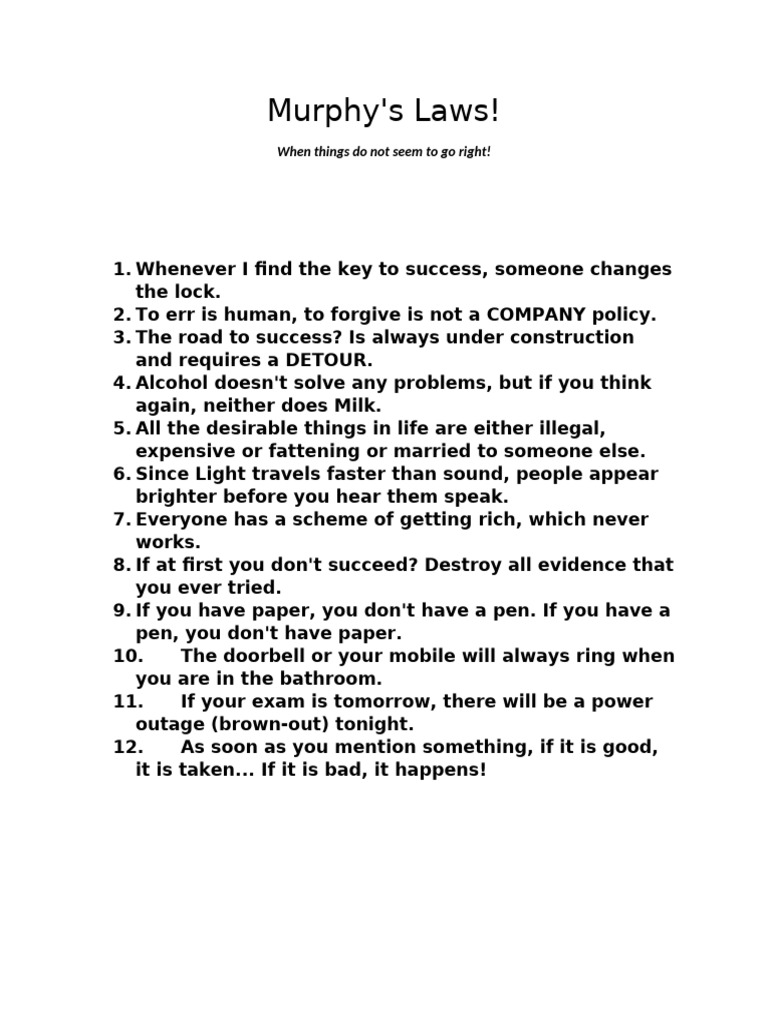 Murphys Laws | PDF | Self-Improvement | Wellness