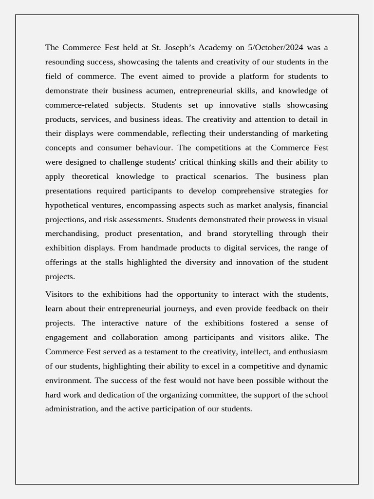 Commerce Fest report | PDF