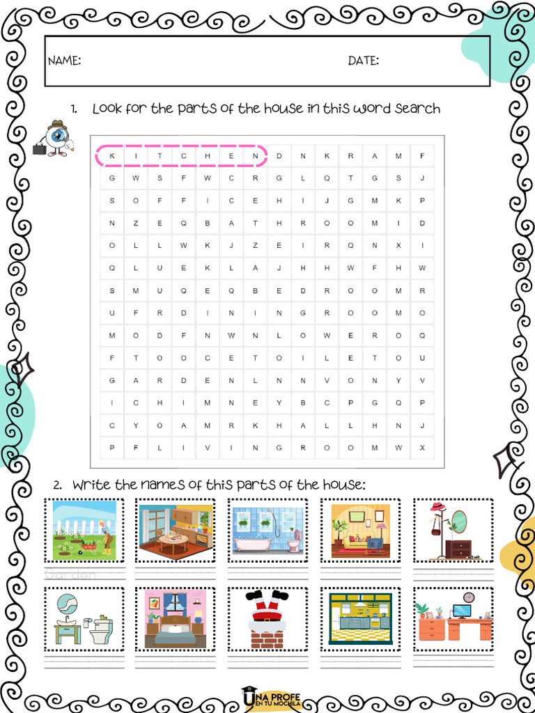 Parts of The House Word Search | PDF