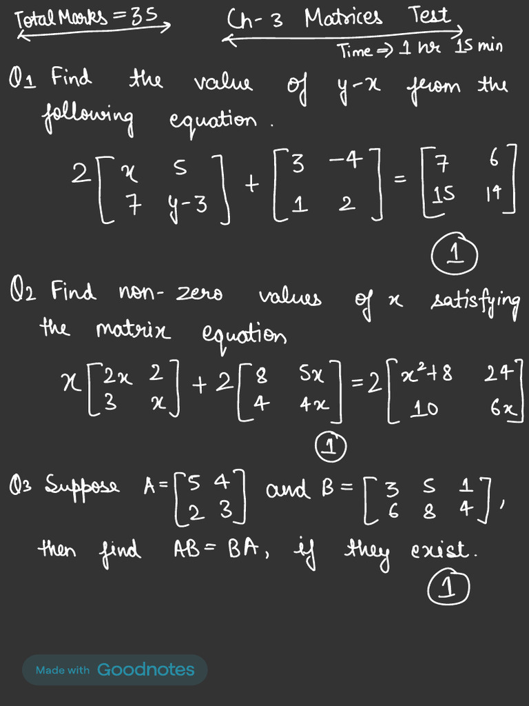 Matrix Test | PDF | Matrix (Mathematics) | Mathematical Analysis