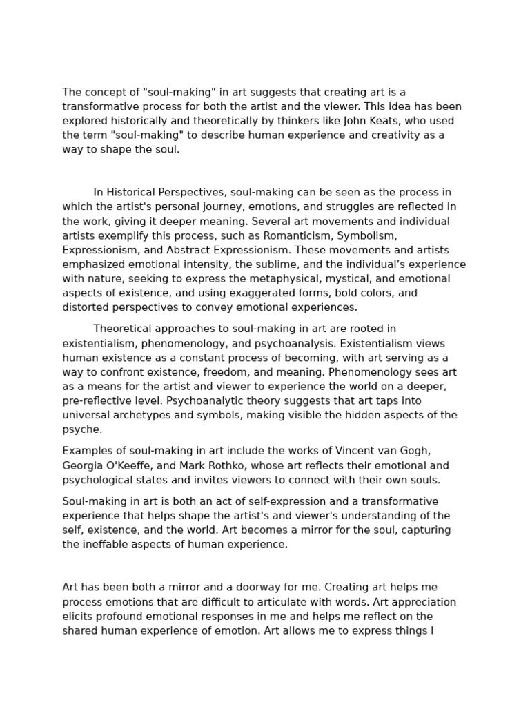 Soul-Making: Art's Transformative Power | PDF