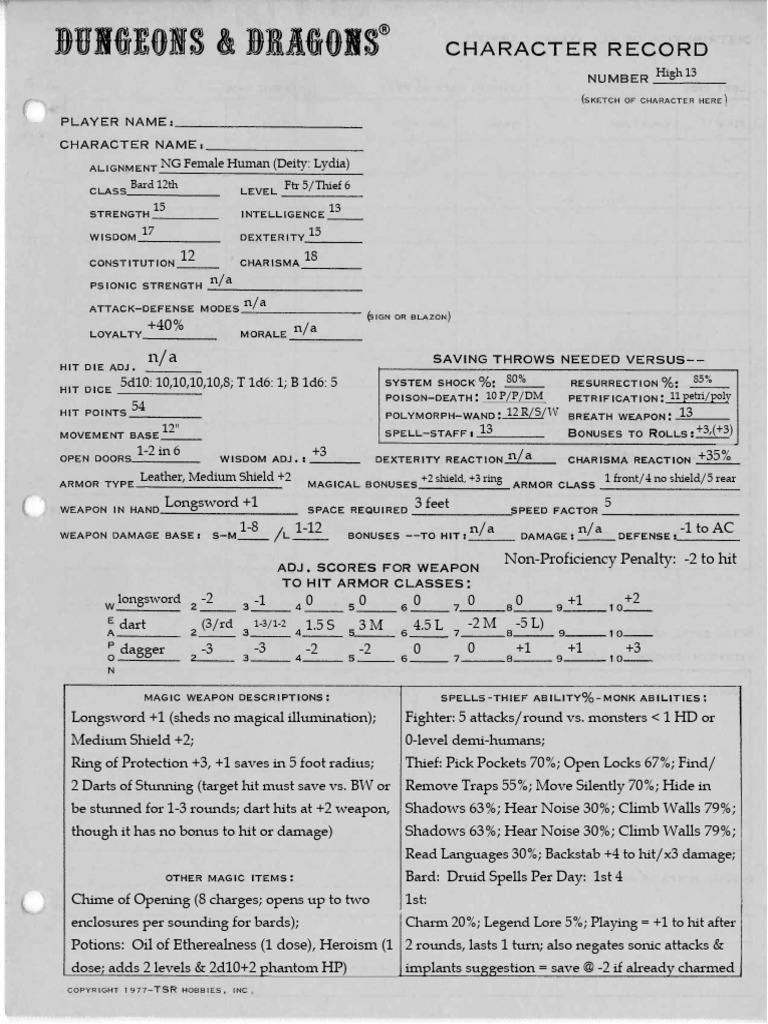 2nd Human Female Bard-2 | PDF