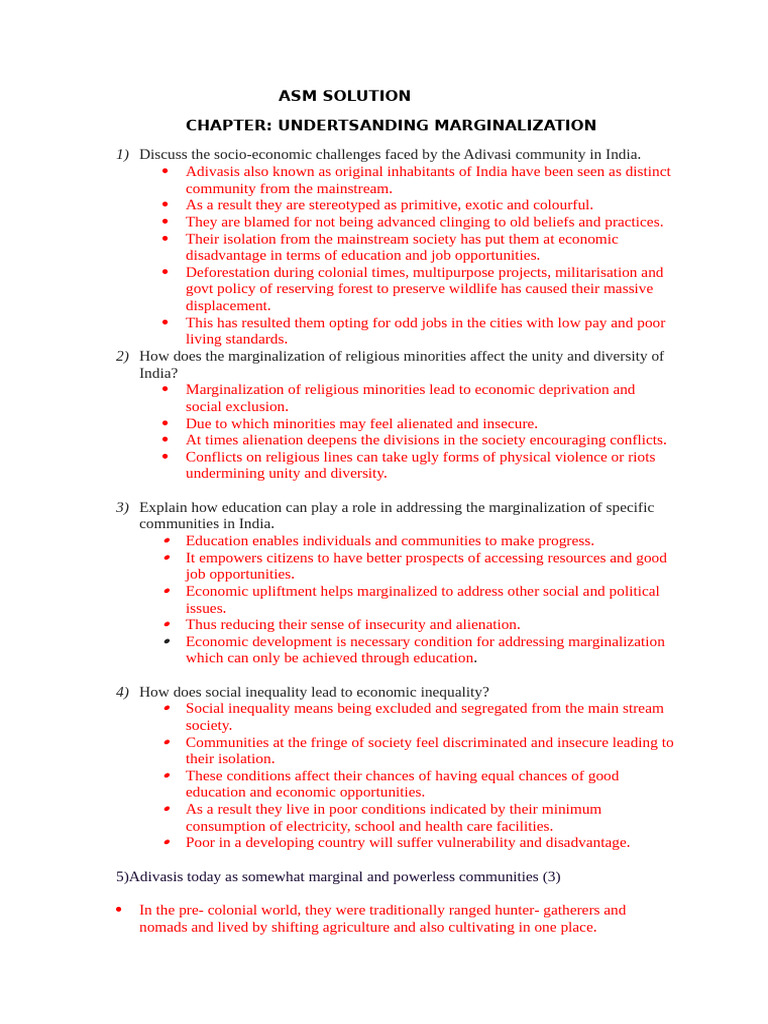 Asm Solution - Understanding Marginalization | PDF | Social Exclusion ...