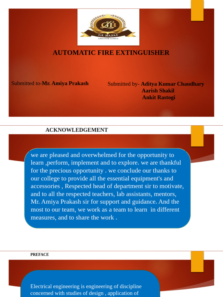 Automatic Fire Extinguisher Project | PDF | Light Emitting Diode ...