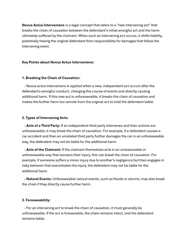 Novus Actus Interveniens | PDF | Causation (Law) | Negligence