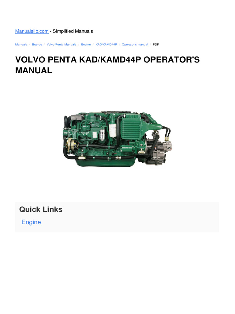 Manual Volvo Penta Kad 44 ECD | PDF | Engines | Diesel Engine