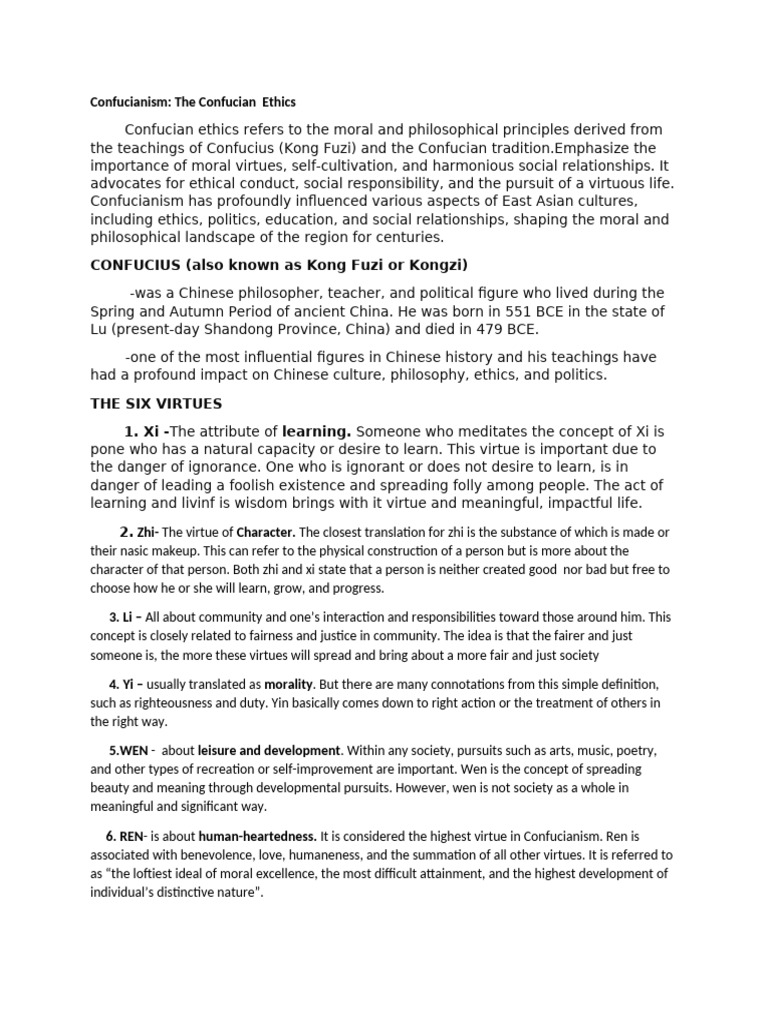 NICOETHICS | PDF | Confucianism | Confucius