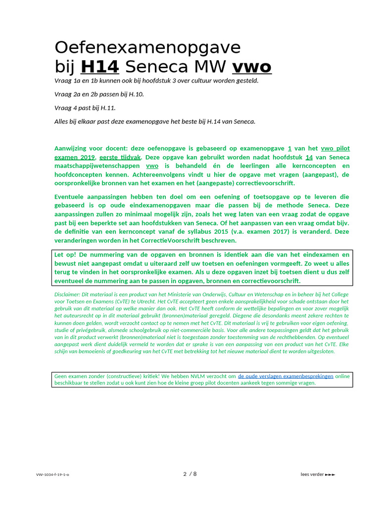 MW Vwo H14 Examen2019 I Opgave1 | PDF