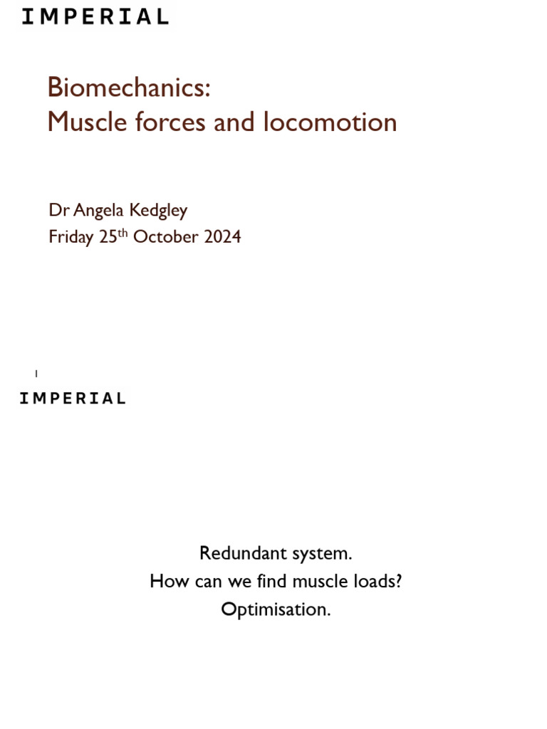 3 - Muscle Forces & Locomotion 2024-25 | PDF | Elbow | Anatomical Terms Of Motion