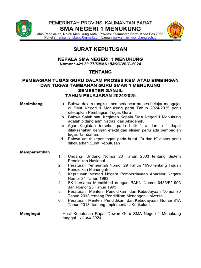 SK KBM Ganil 2024-2025 | PDF