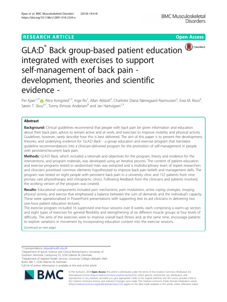 GLA D R Back Group Based Patient | PDF | Pain | Self Efficacy