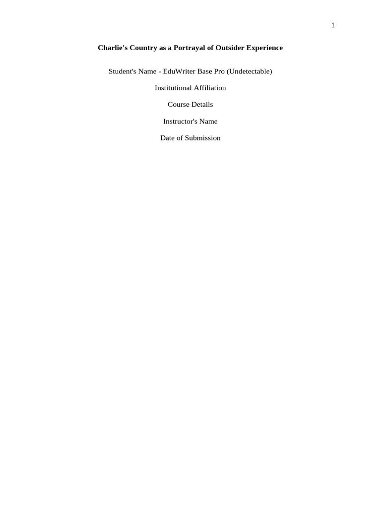 How Does Charlie's Country Portray The Experience of Outsiders | PDF ...