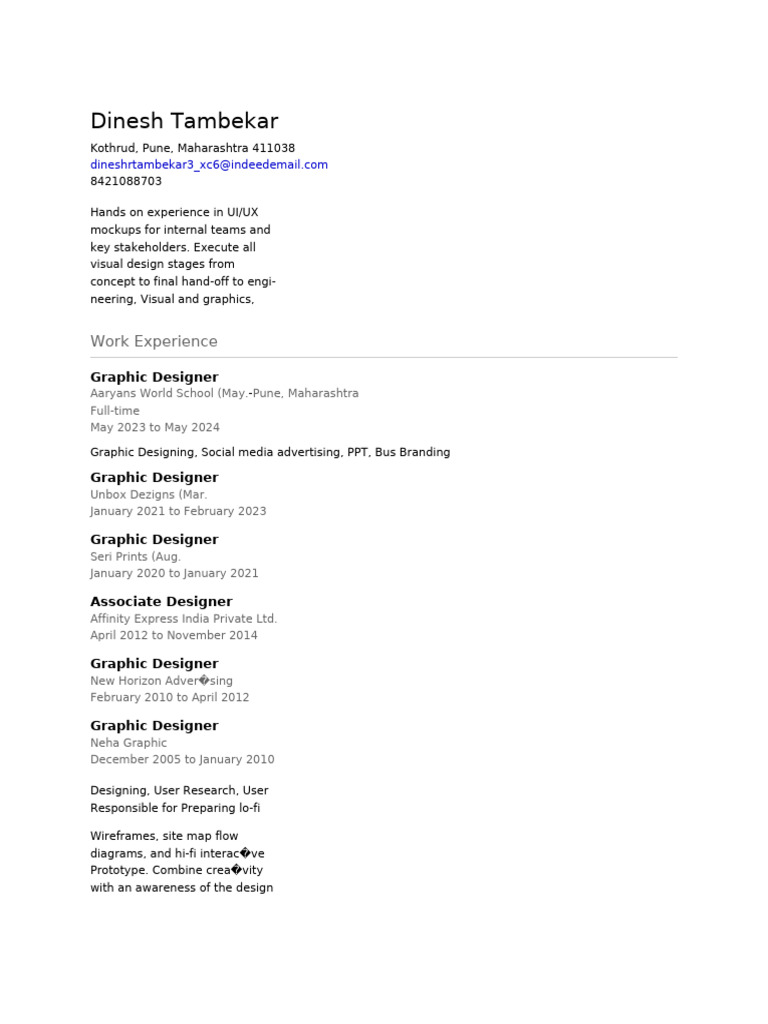 Resume Dinesh Tambekar | PDF