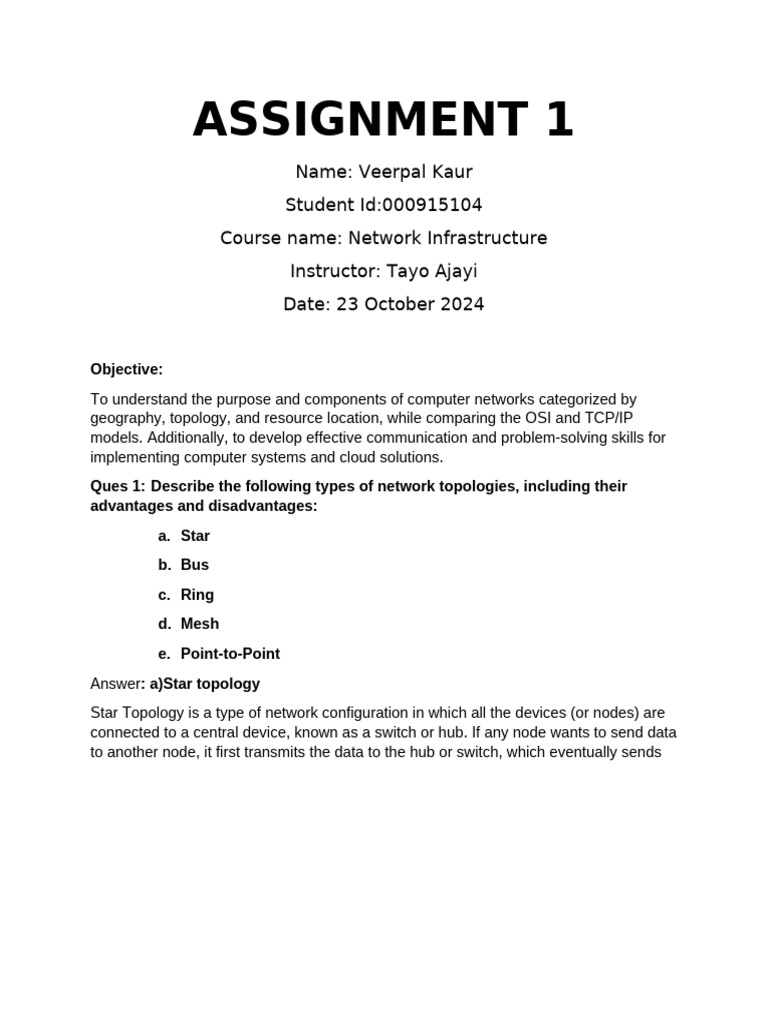 Assignment1 Network Infrastructure (3) Final | PDF | Internet Protocol Suite | Osi Model
