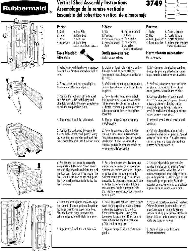 Rubbermaid 3749 Verticalshed Assembly Instructions 2 | PDF