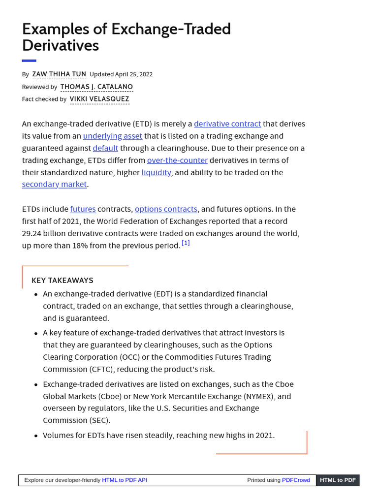 Exchange-Traded Derivatives Guide | PDF | Futures Contract | Derivative ...