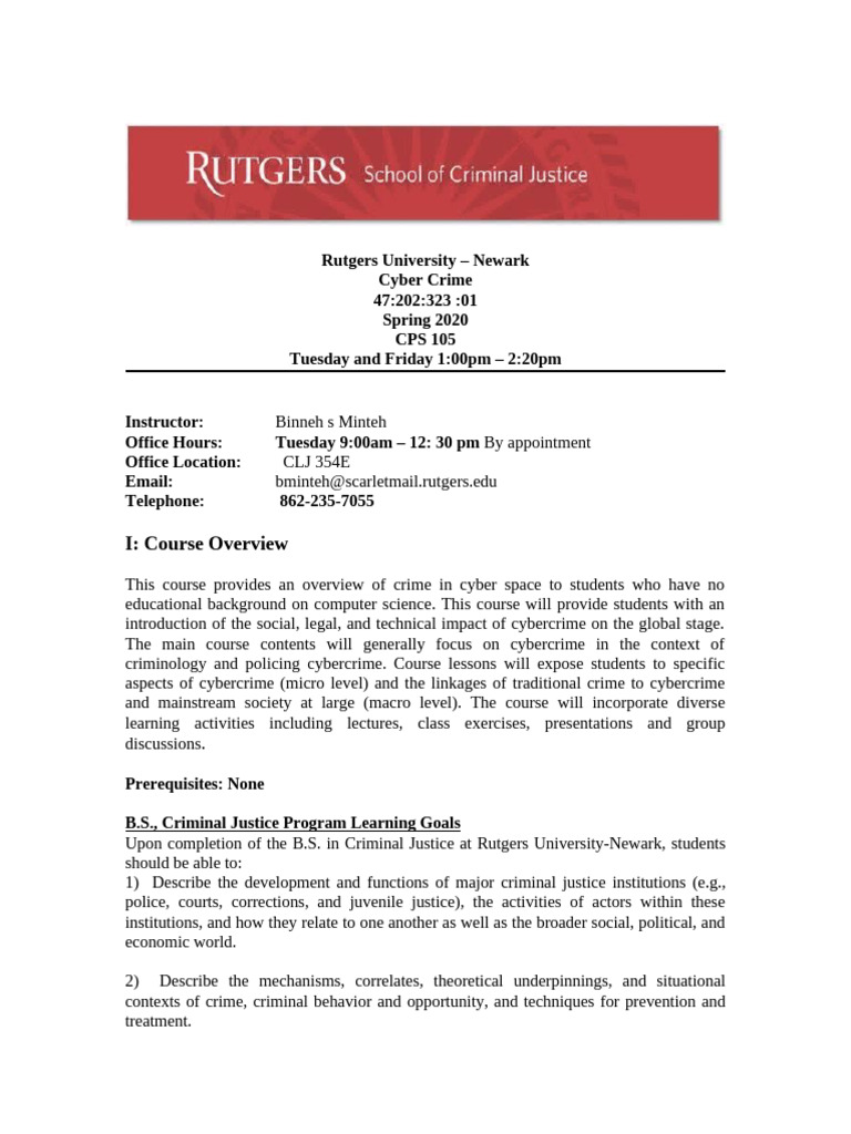 Cyber Crime - Course Syllabus | PDF | Cybercrime | Crimes