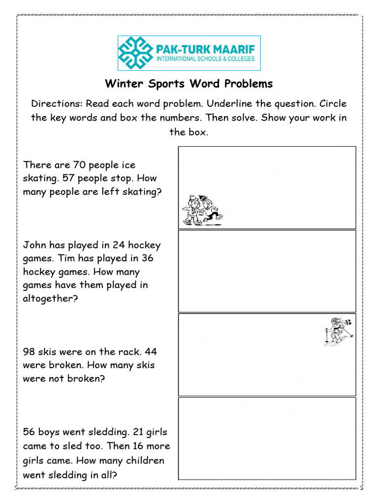 Winter Sports Word Problems | PDF