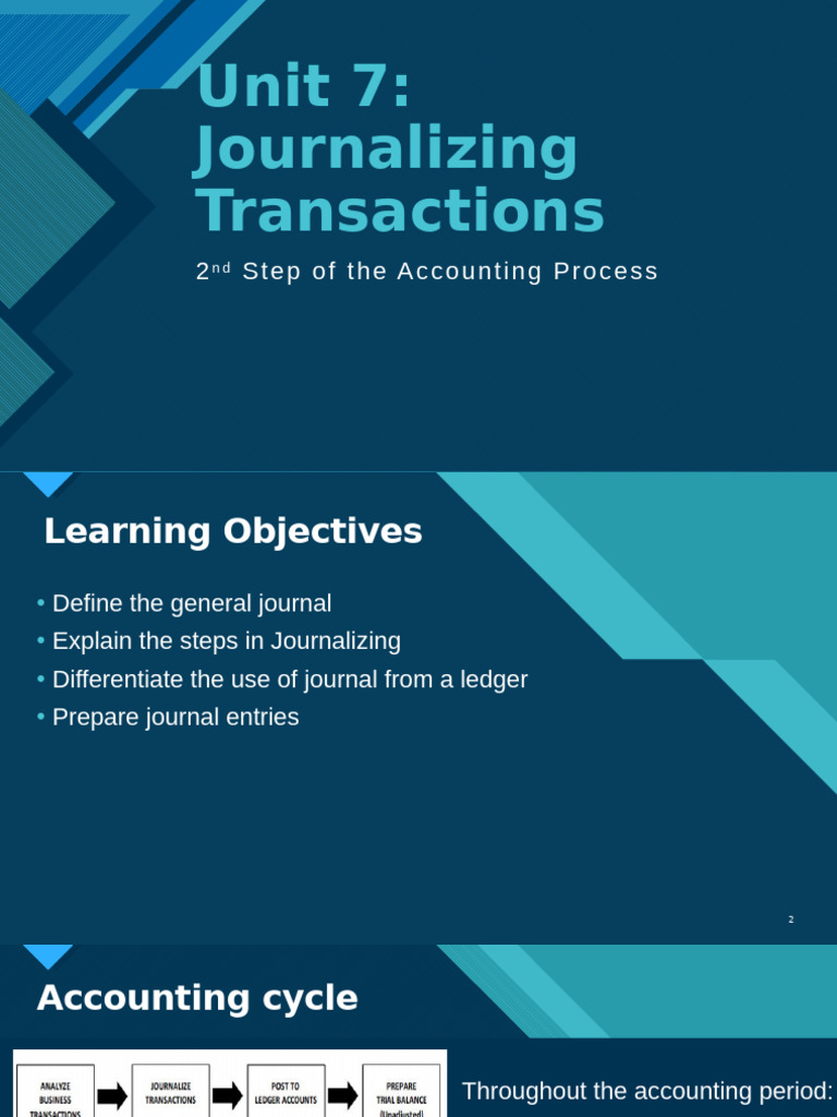 Unit 7 - Journalizing Transactions | PDF | Debits And Credits | Accounting