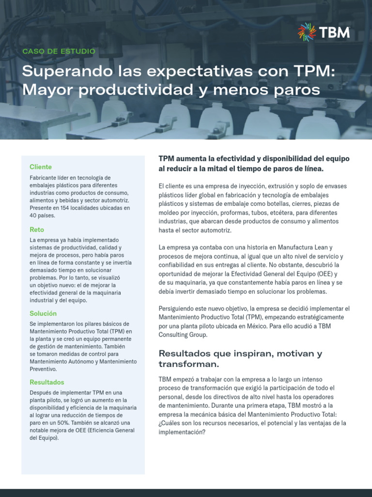 TPM Superando Las Expectativas Mas Productividad y Menos Paros CE171 ...