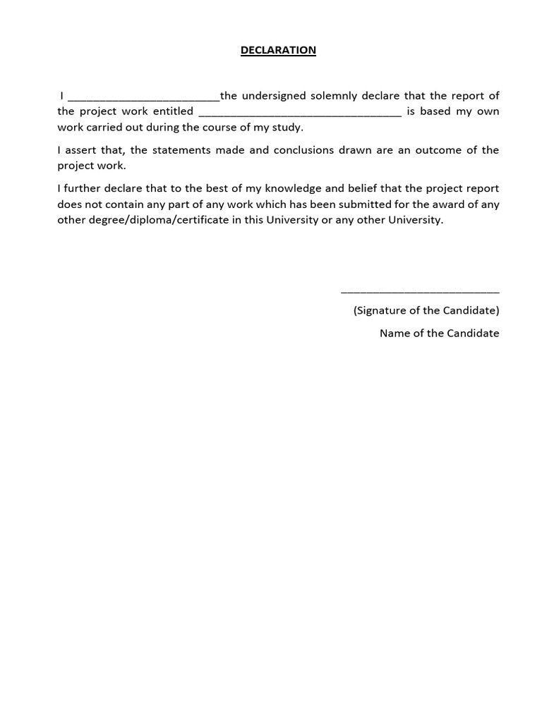 Project Declaration and Certificate | PDF | Business