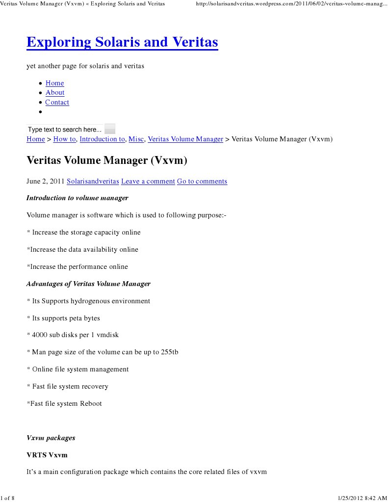 Veritas Volume Manager (VXVM) Exploring Solaris and Veritas | PDF | File System | Command Line ...