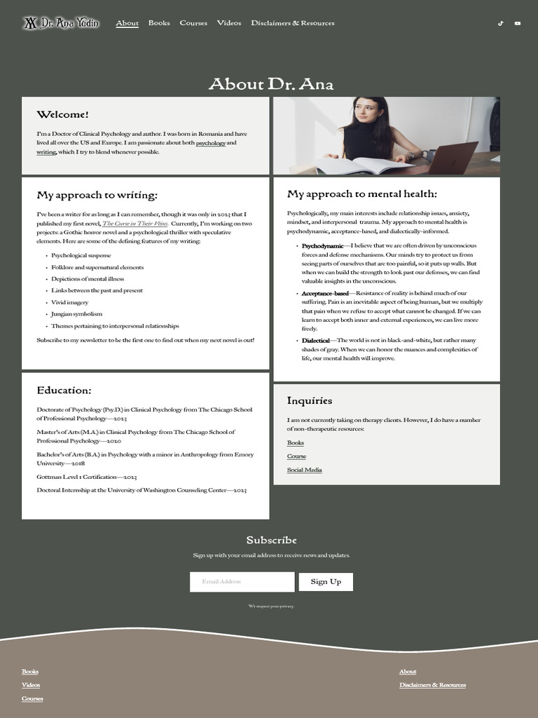 About - Dr. Ana Yudin | PDF | Psychology | Psychotherapy