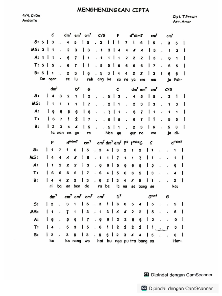 Teks Lagu Mengheningkan Cipta 4 Suara | PDF