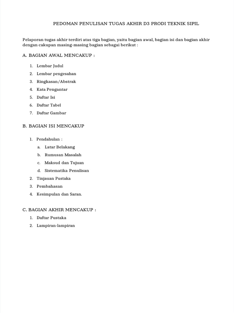 PDF Kerangka Penulisan Tugas Akhir d3 Baru | PDF | Metode & Bahan Ajar