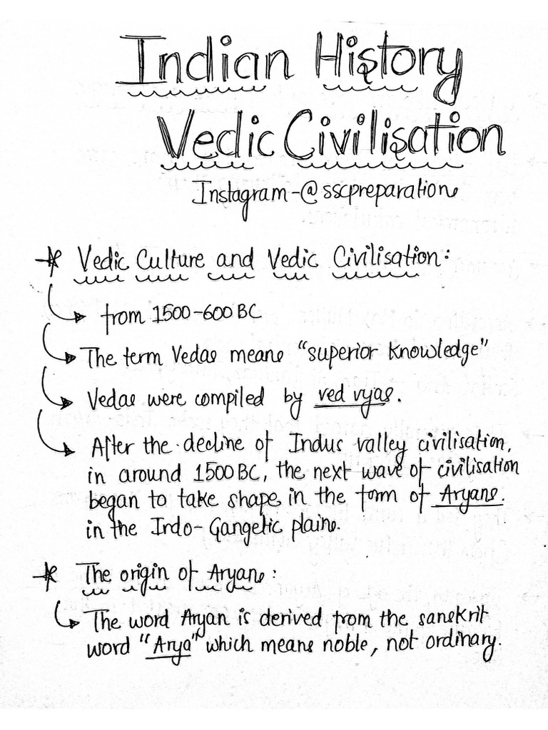 Ancient History - Vedic Civilization - Ancient History Handwritten ...