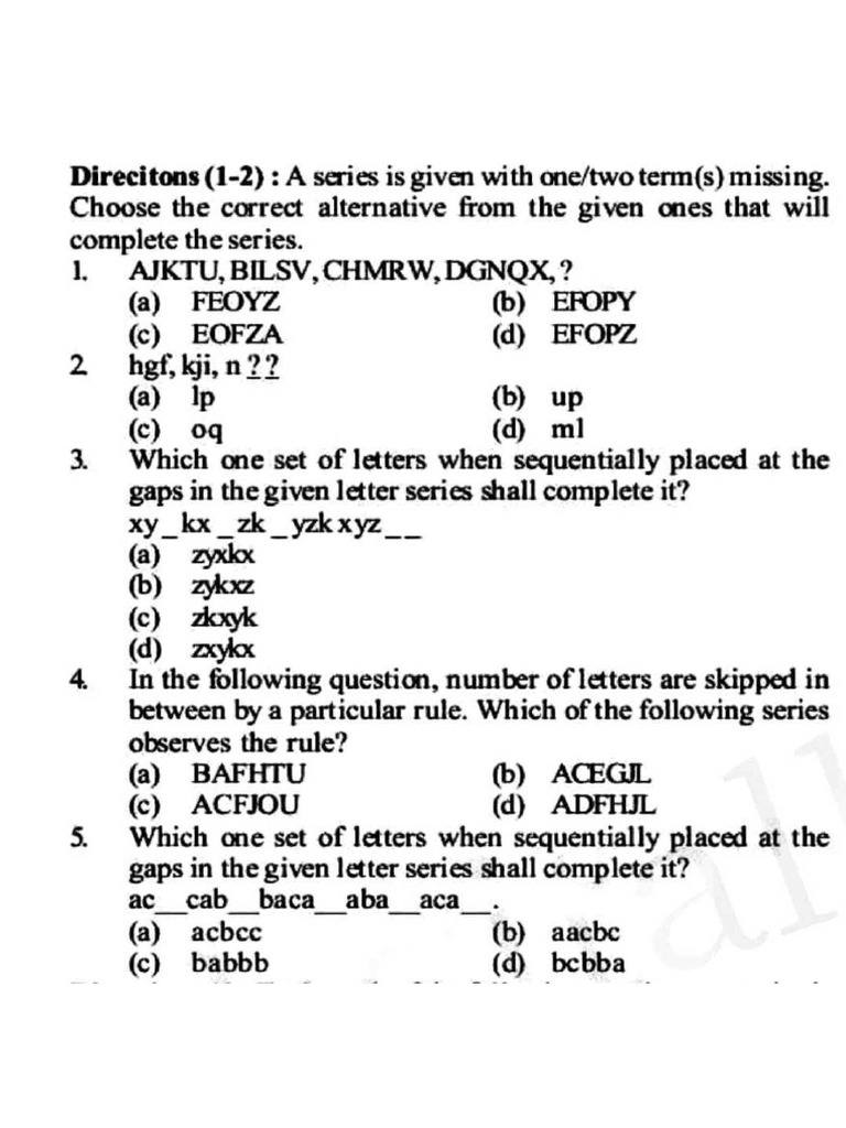 Alphabetical Series - Practice Questions With Solutions For SSC CGL 2023 PDF | PDF